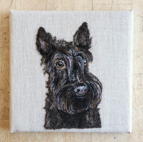 6 x 6 Custom Wool Pet Portrait - Linen | Woolly Meadows
