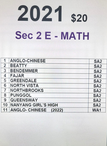 2022 Secondary Two ( 2 ) - 2021 Mathematic (EMaths) Express | Mr Gan Exam Paper