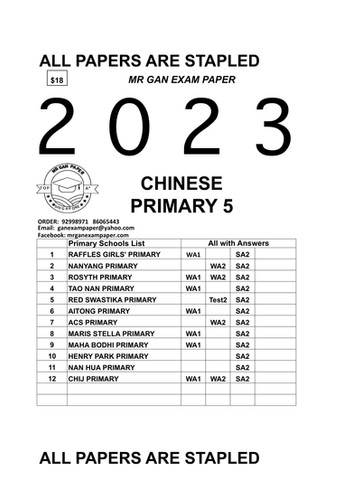 2023 Primary 5 - Chinese | Mr Gan Exam Paper