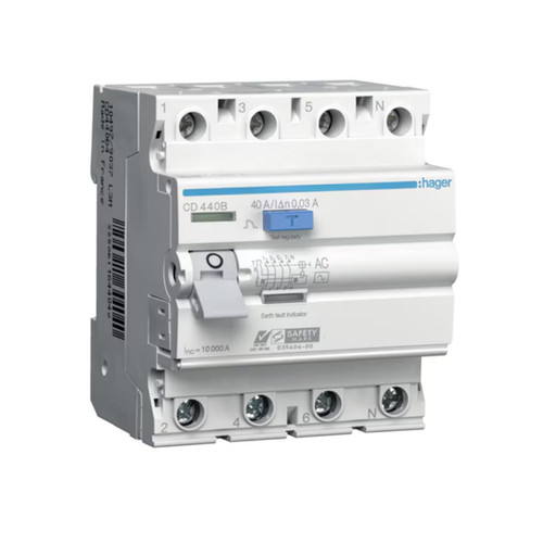 Hager 4P Type AC RCCB 25A-100A 30mA | 彩星電業