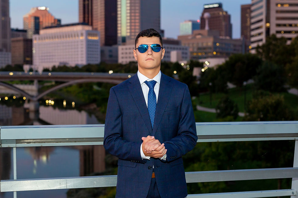 Senior Pictures at Sunset in Downtown Columbus