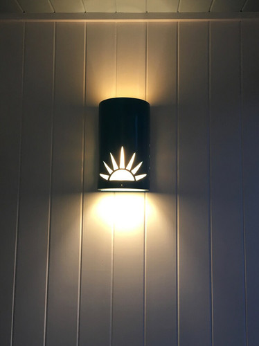 Ceramic Wall Sconce with Sun Rise design, Dark Sky Lighting, Exterior ...