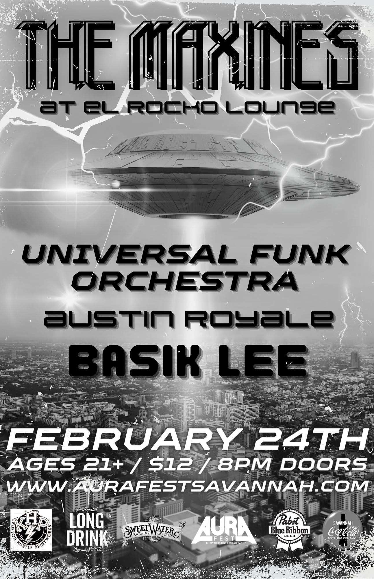 The Maxines, Universal Funk Orchestra, Austin Royale, Basik Lee at El Rocko | aurafest