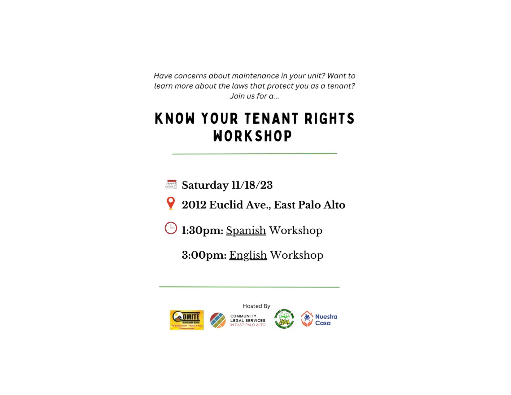 Know Your Tenant Rights Workshop | Community Calendar