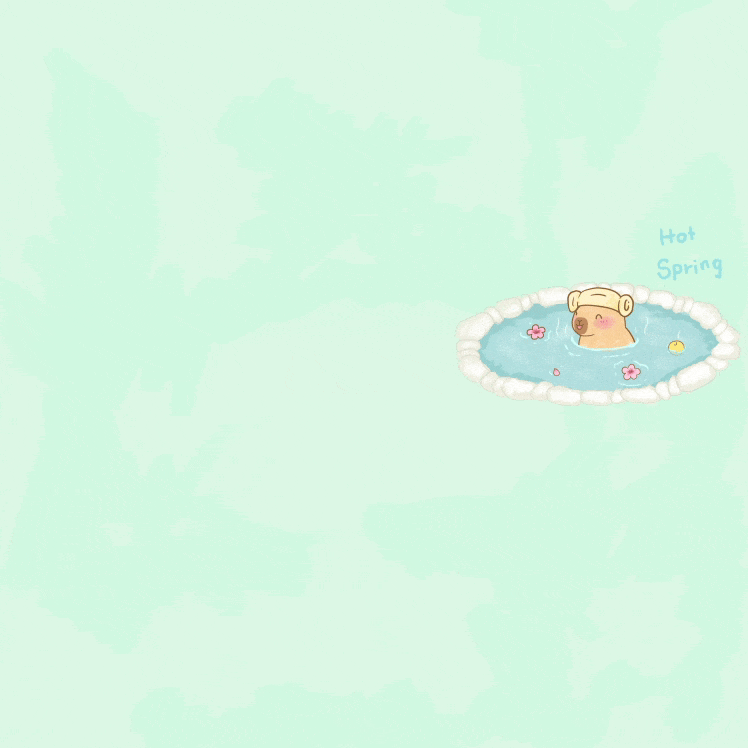 Animated Chilling Time with Cute Capybara in Hot Spring (Video ...