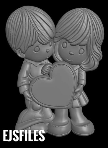 3d stl file Big Heart Couple | Ej's Files