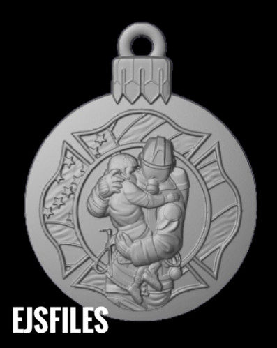 3d stl file Firefighter Ornament | Ej's Files