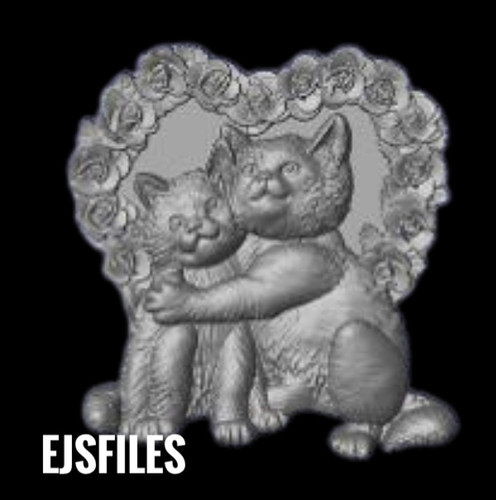 3d stl file Cats Hugging Rose Heart | Ej's Files