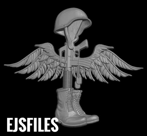 3d stl file Battle Cross with wings | Ej's Files