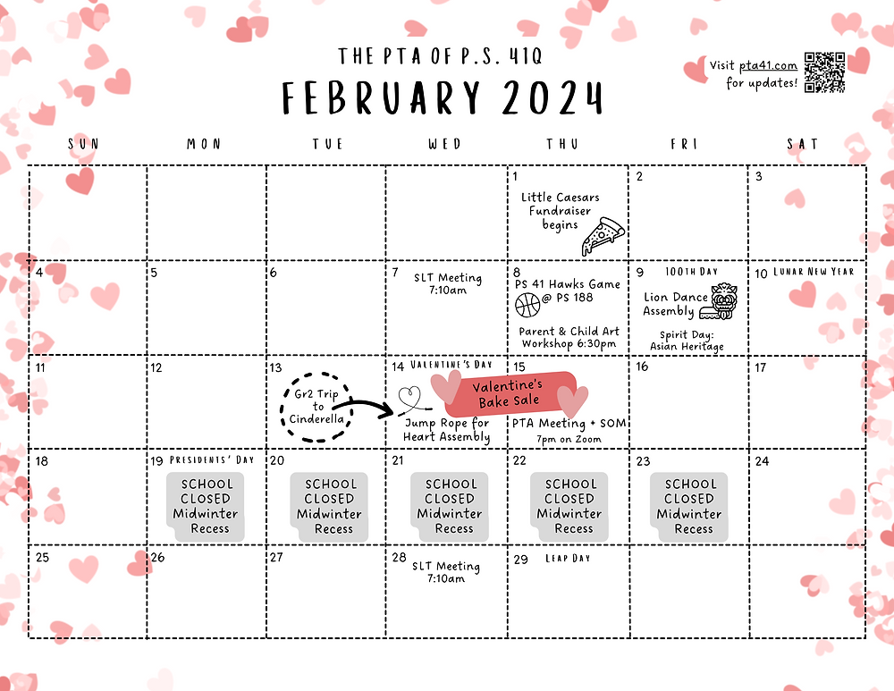 PTA Calendar - February 2024