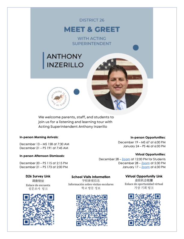 D26: Meet & Greet with Acting Superintendent Inzerillo