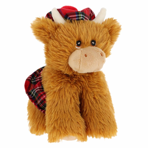 20cm Highland Cow Teddy With Kilt & Tammy | Rhosyn Farm & Stud