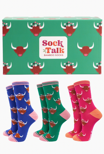 Women's Highland Cow Socks - Different Designs Available | Rhosyn Farm ...