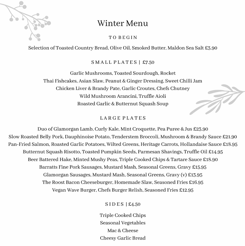 Menus | The Roost