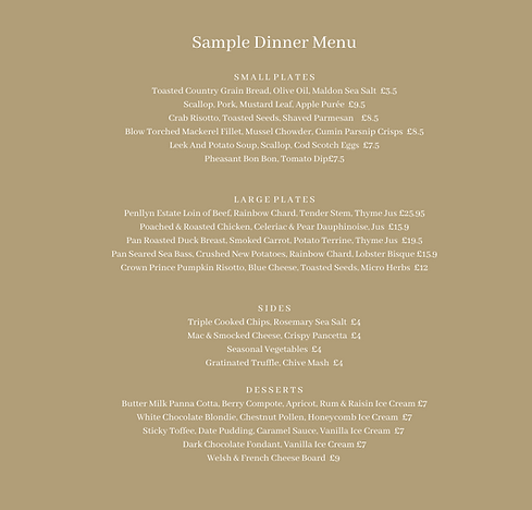 Menus | The Roost