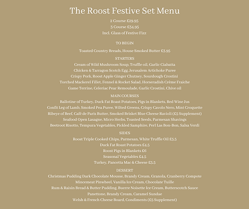 Menus | The Roost