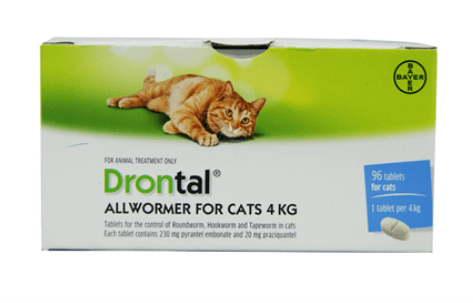 Drontal all wormer for cats less than 4kg single tablets | Vet Online Co.