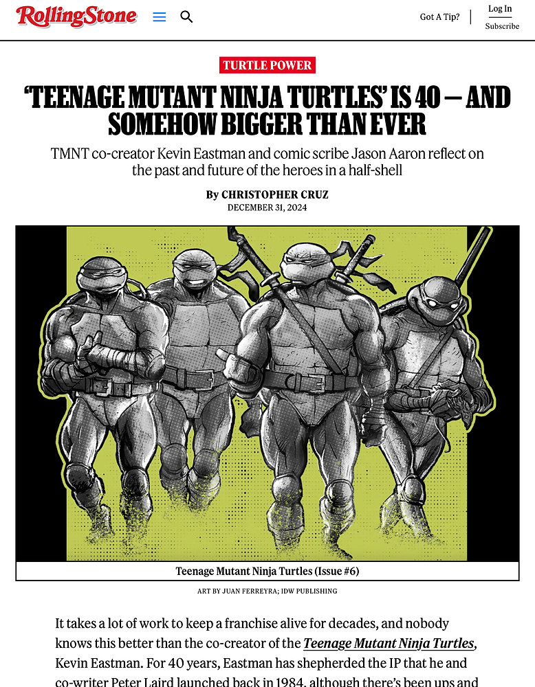 Jason Aaron Interviewed by Rolling Stone for TMNT 40th Anniversary