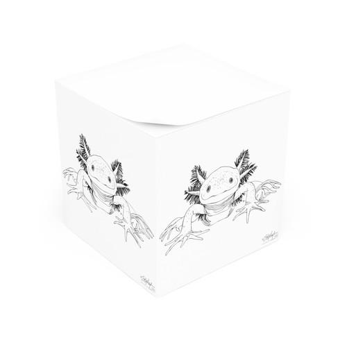 Axolotl Modern Sticky Note Cube White Mode | Stephanie Hayden