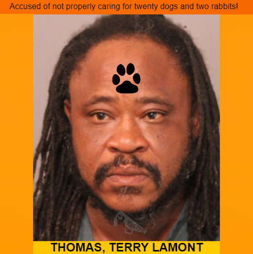 TERRY LAMONT THOMAS arrested for not properly caring for twenty dogs ...