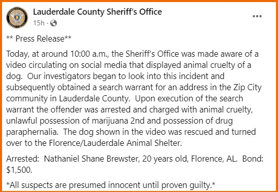 NATHANIEL SHANE BREWSTER arrested after being seen on video mistreating ...