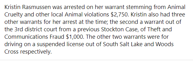 KRISTIN RASMUSSEN arrested after her dog was neglected for four days ...