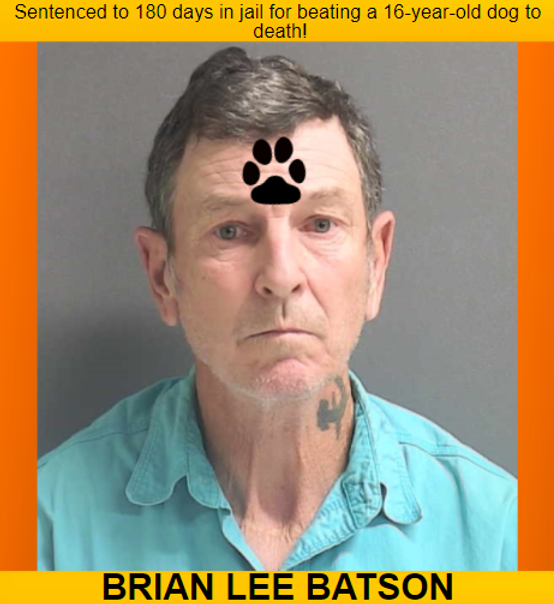BRIAN LEE BATSON arrested for beating to death a 16-year-old dog named ...