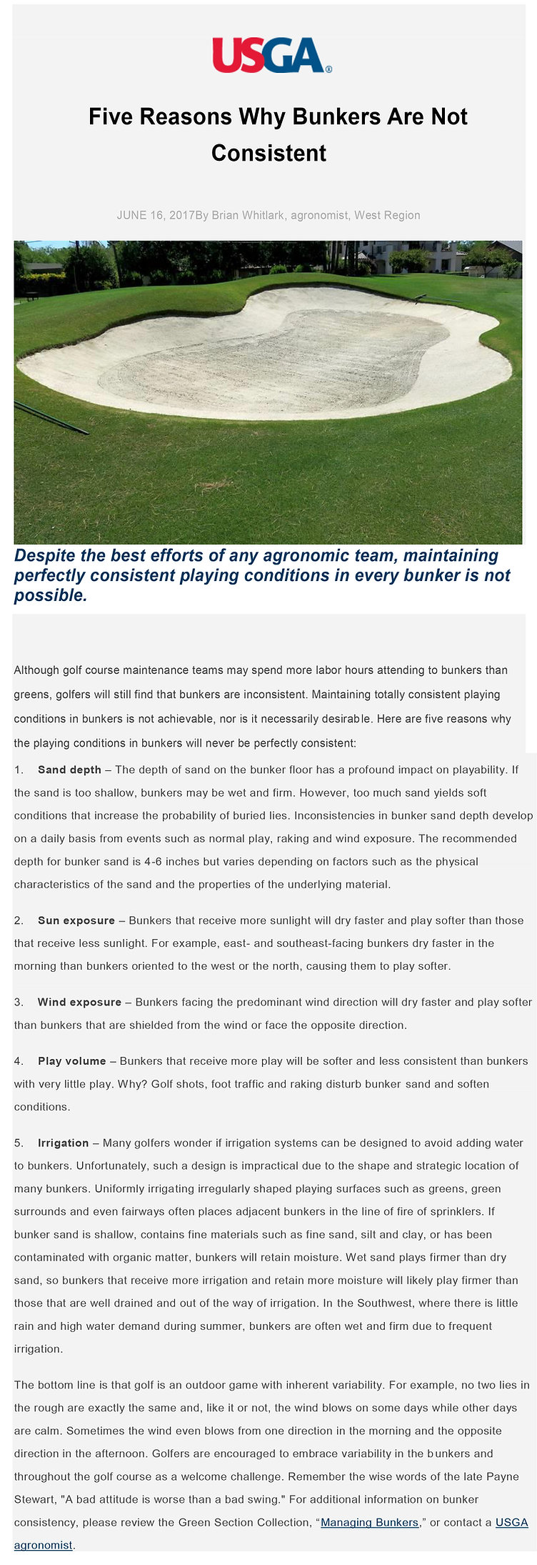 USGA Articles | Better Billy Bunker