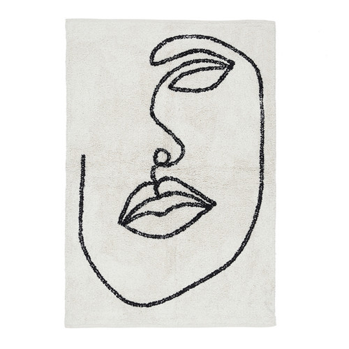Organic Cotton Abstract Face Rug - Line Art Rug | Ciel Interiors