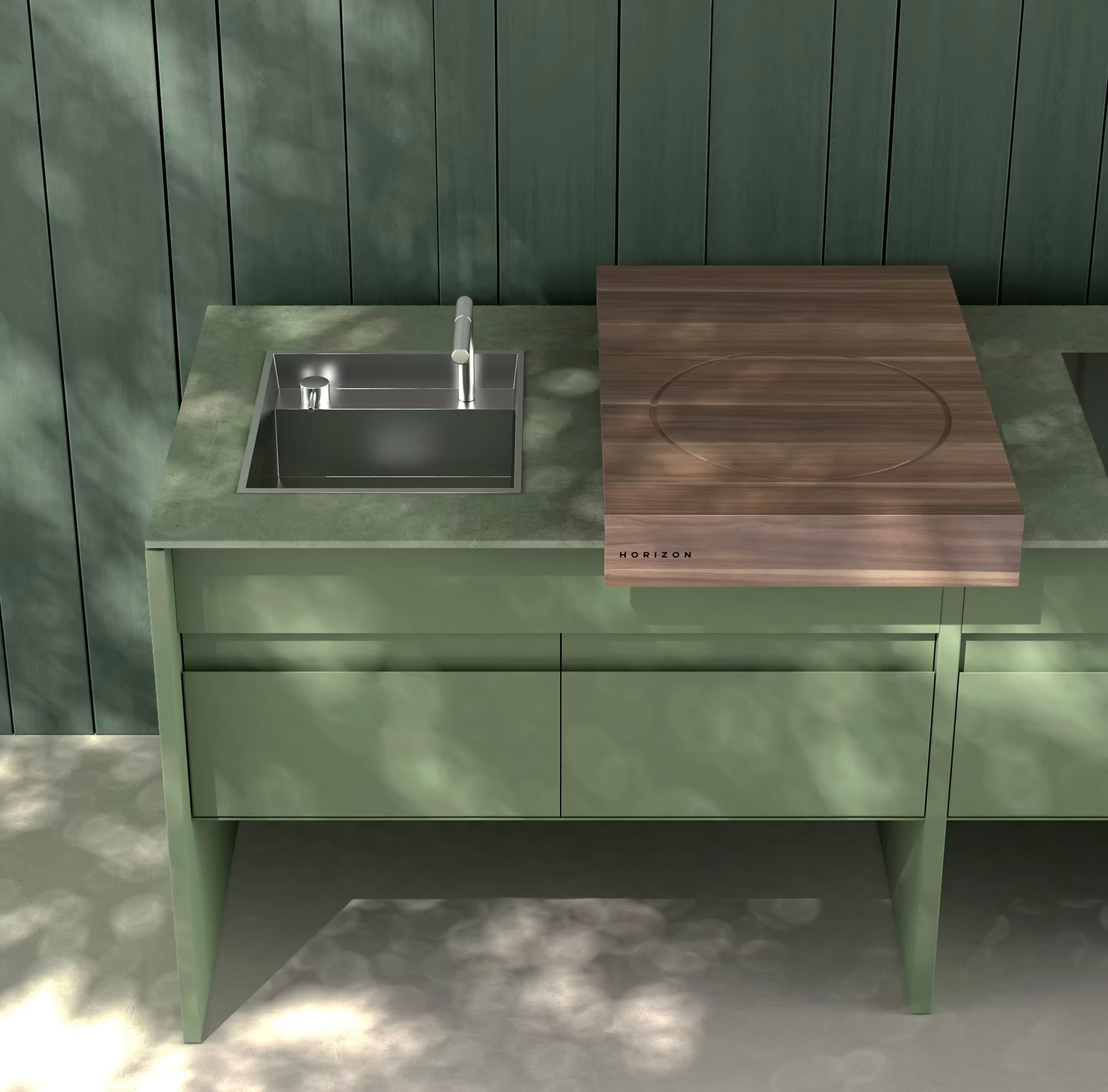 Cuisine extérieure HORIZON 320 (Évier, Induction, Barbecue) | WAHO