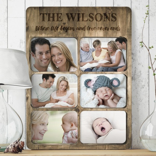 Rough Side Personalised Rectangular Collage Frame | cheshirecraft