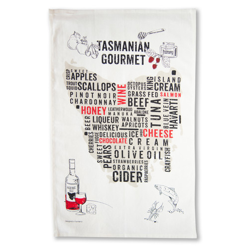 Gourmet Map tea towel | Heritageisletasmania