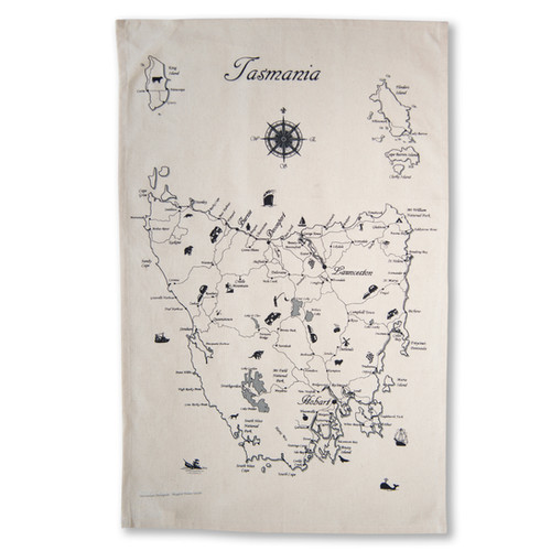 Tasmanian Map tea towel | Heritageisletasmania