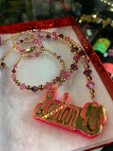 Minnie Mouse 3pc Set|Double Stacked Name Plate | asjewelz