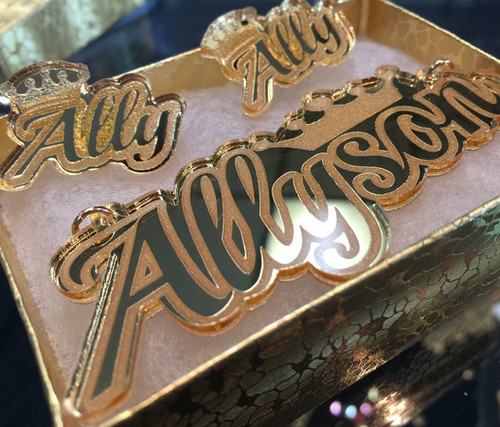 3" wide Crown Nameplate Set | asjewelz