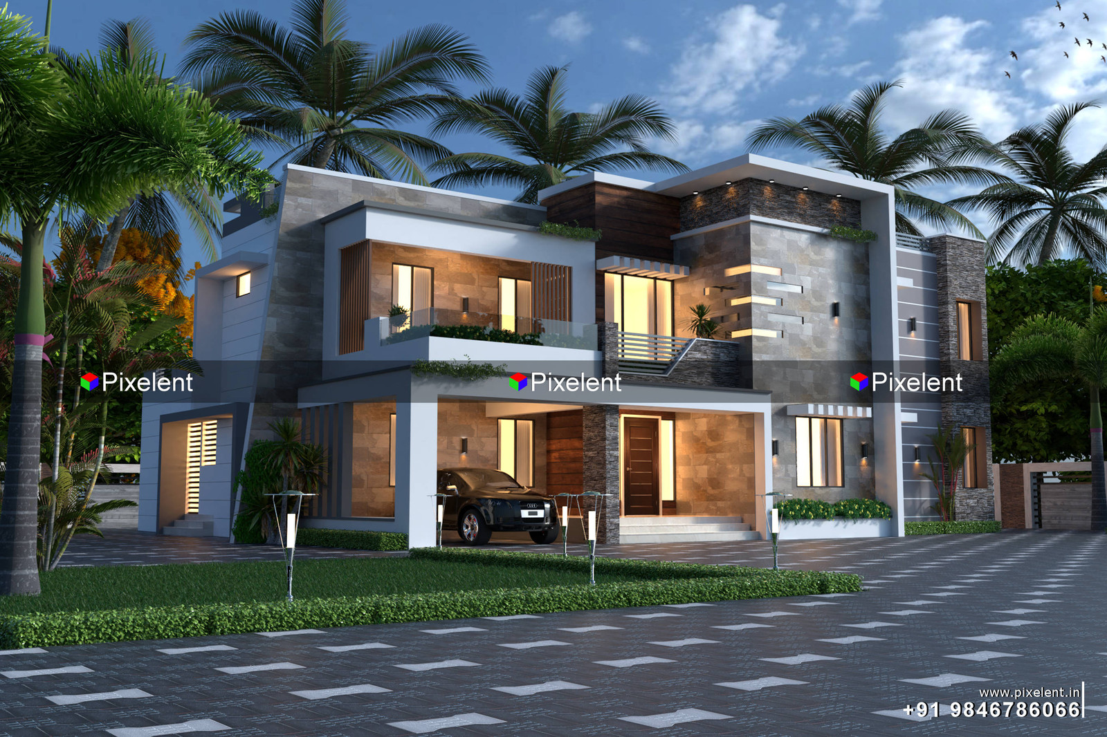 3D Exterior Elevation By Pixelent