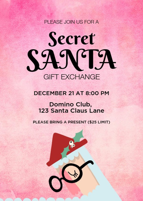 Invitatie Secret Santa pentru petrecerea de Craciun
