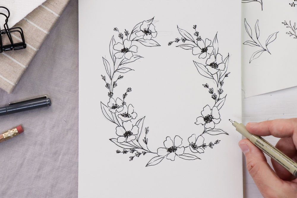 How to Draw a Floral Wreath