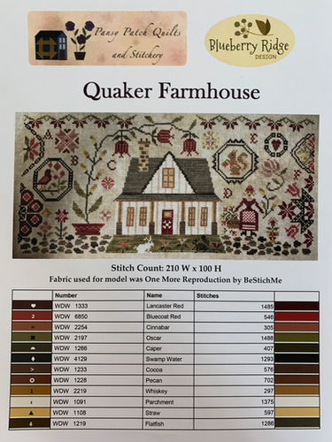 QUAKER FARMHOUSE COMPLETE SET SHOP HOP PATTERN Blueberry Ridge & Pansy ...