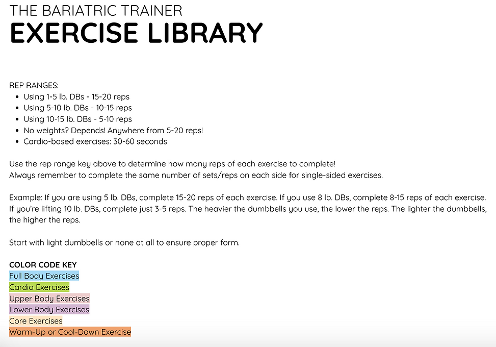 Online Exercise Library | Bariatric Trainer