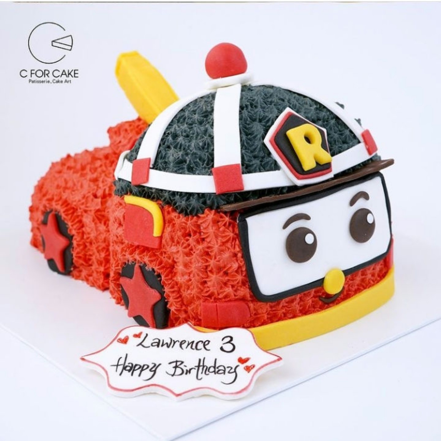 robot car fire truck squeaking cake