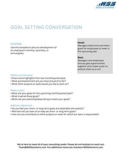 Goal Setting Conversation | WSS Solutions