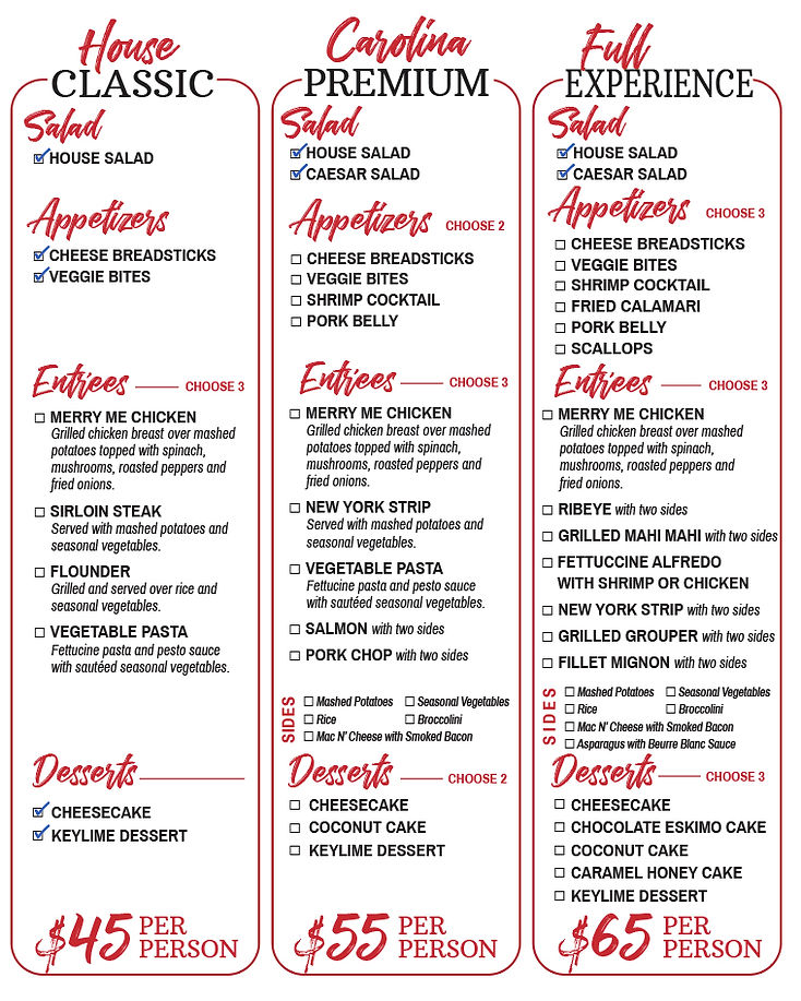 Menu | Carolina Private Events