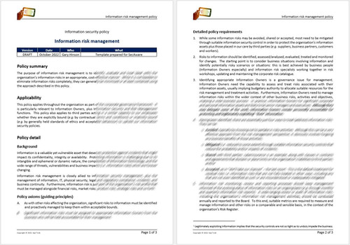 Policy on information risk management