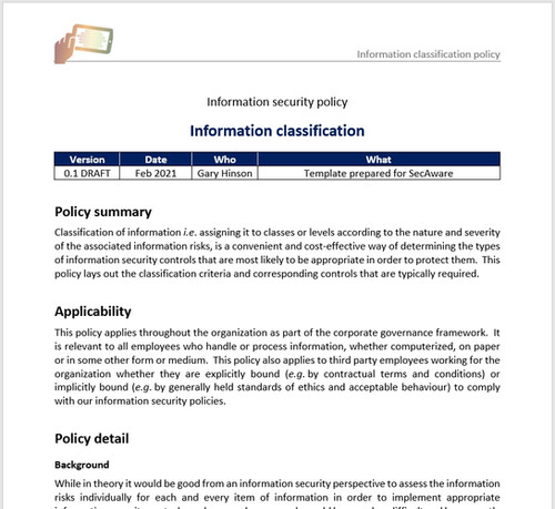 Policy on information classification