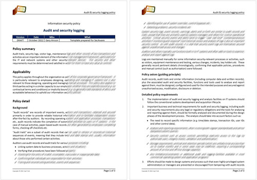 Policy on audit and security logging