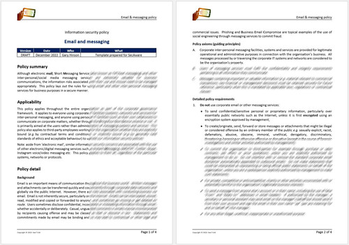 Policy on email and inter-personal messaging security