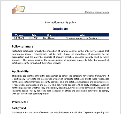 Policy on database security
