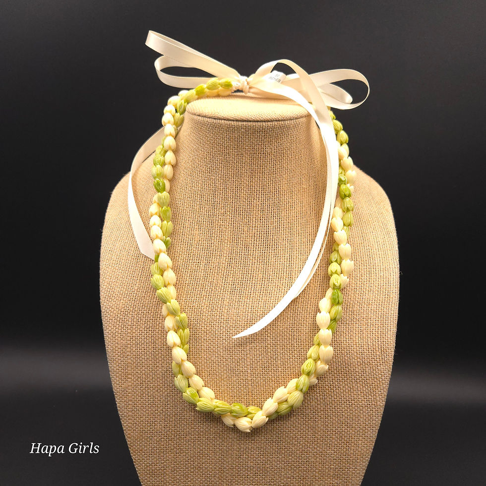 Pikake Twisted/Untwisted 1/2 Pakalana Strand Lei 24"-30" (Med. Beads w ...