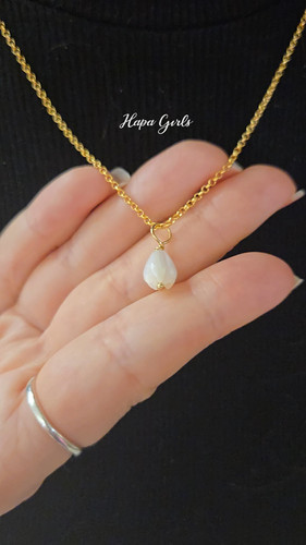 6MM, Small Single Drop Pikake Mother of Pearl Gold Filled Necklace 16 ...